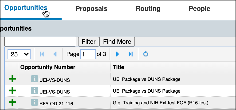 Searching for Opportunities in Proposals (S2S) – Cayuse Help Center